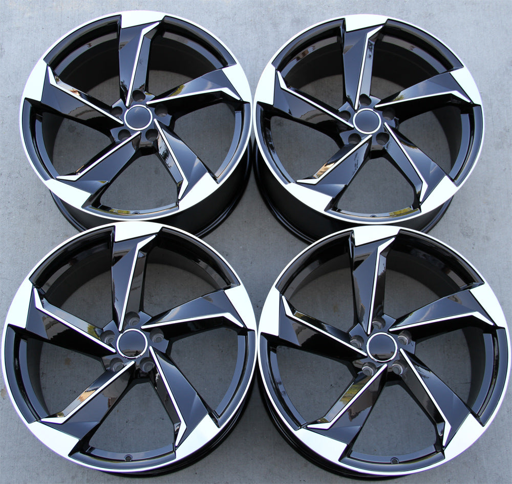 Audi Wheels 5627 20x9 5x112 Black Machined Fit A4 S4 A5 S5 A6 S6 A7 A8