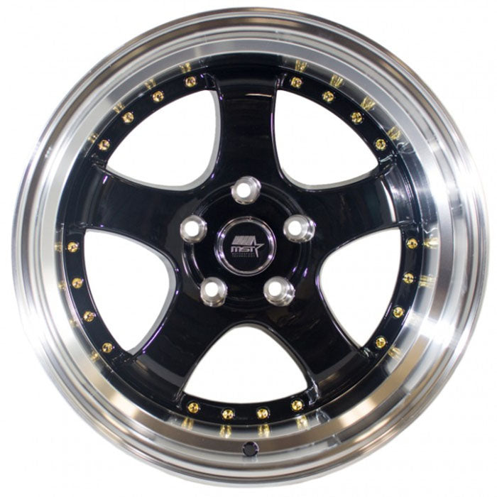 MST Wheels Mt07 Glossy Black Bronze Machined Lip Gold Rivets – WheelplusUSA