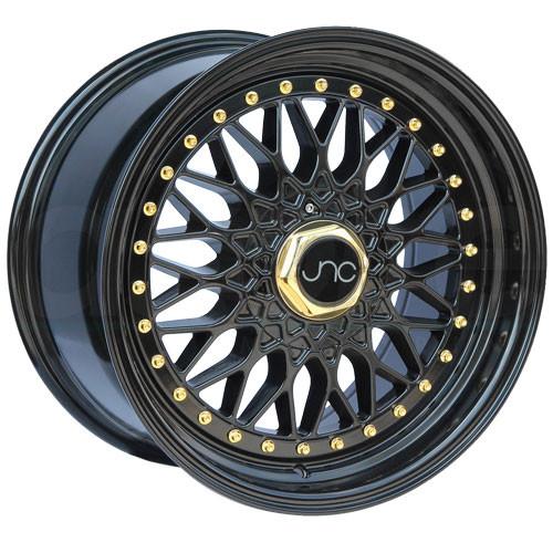 JNC Wheels JNC004 Gloss Black Gold Rivets – WheelplusUSA