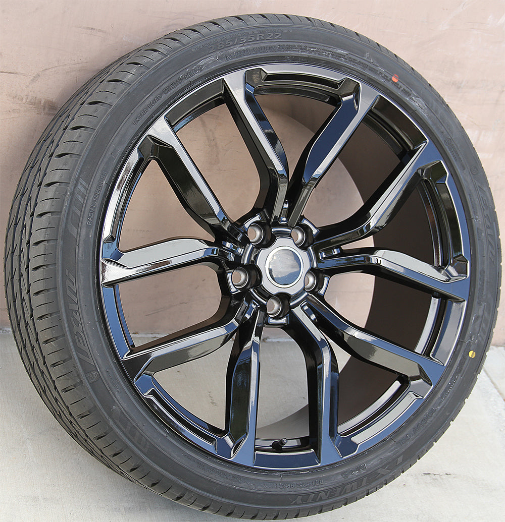 Land Rover Wheels 1386 22x10 5x120 Gloss Black fit Range Rover Sport S ...