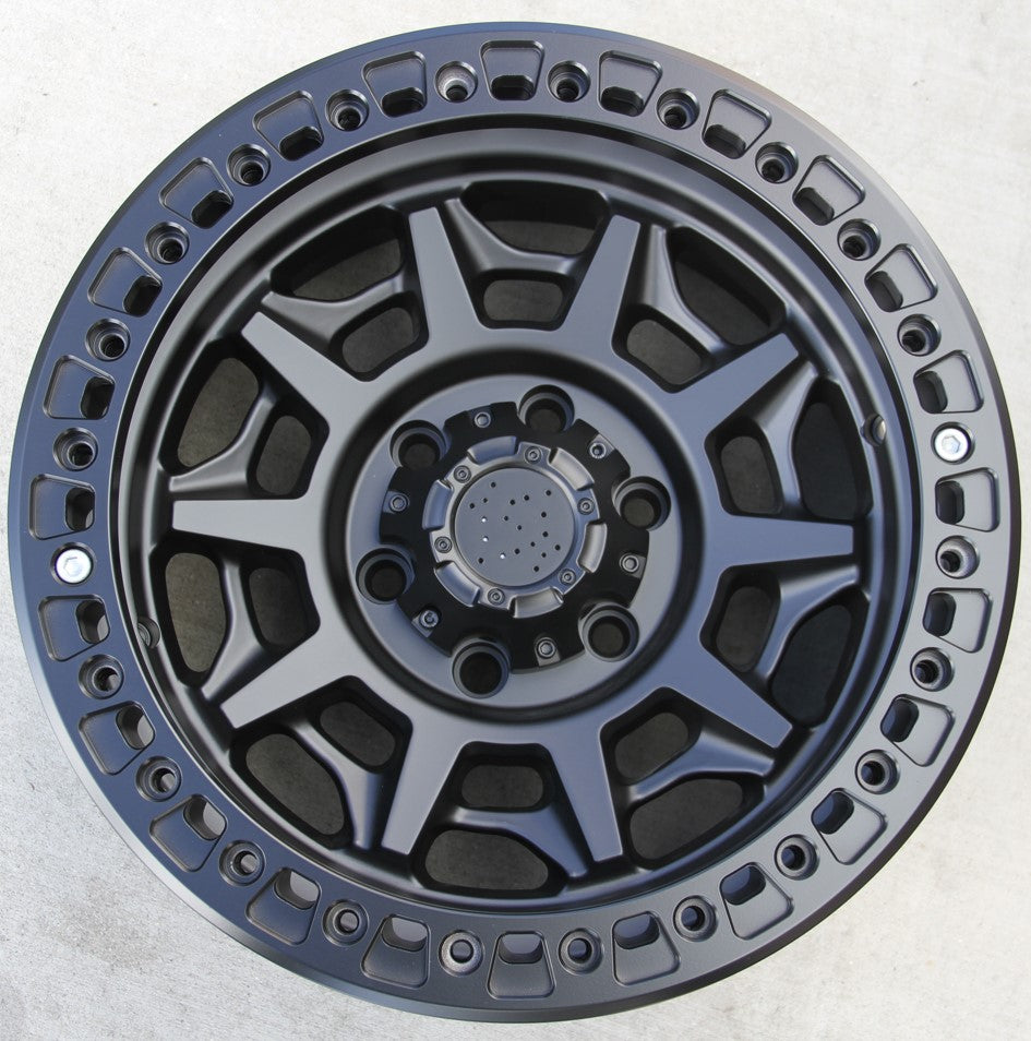 Jeep Wheels P694 17x9 5x127 Matte Black with Forged Beadlock fit Wrang ...